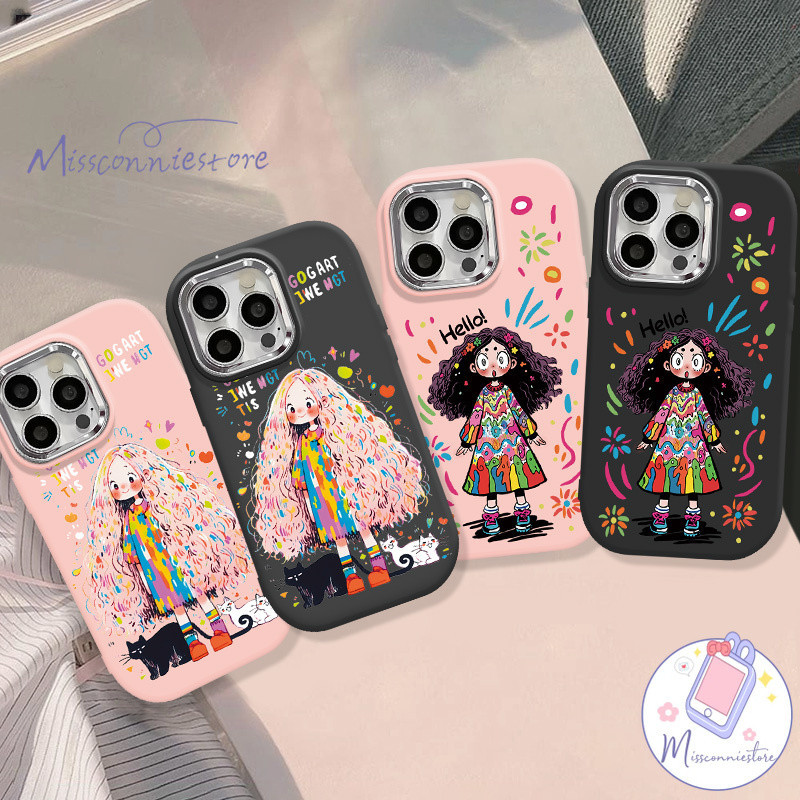 Jual Missconnie Casing Kucing Lucu Gadis Rambut Keriting Grafiti Kartun ...