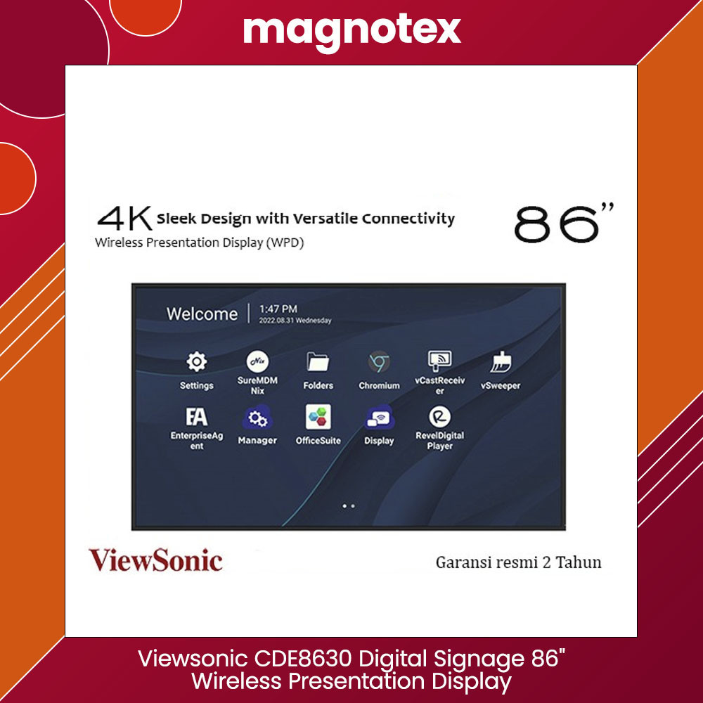 Jual Viewsonic CDE8630 Digital Signage 86" - Wireless Presentation ...