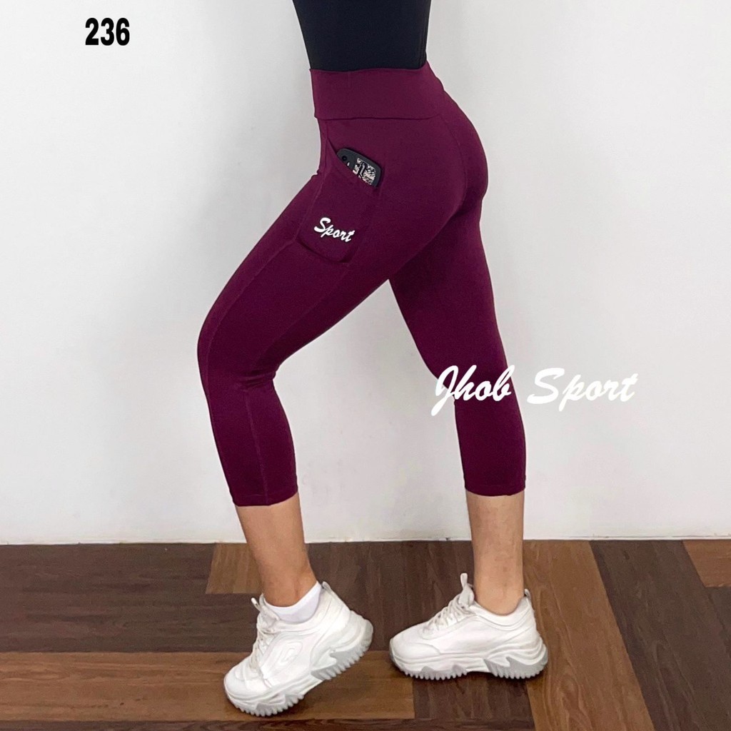 Jual 236 JHOB SPORT Legging Pendek Kantong/Legging Polos/Celana Legging ...