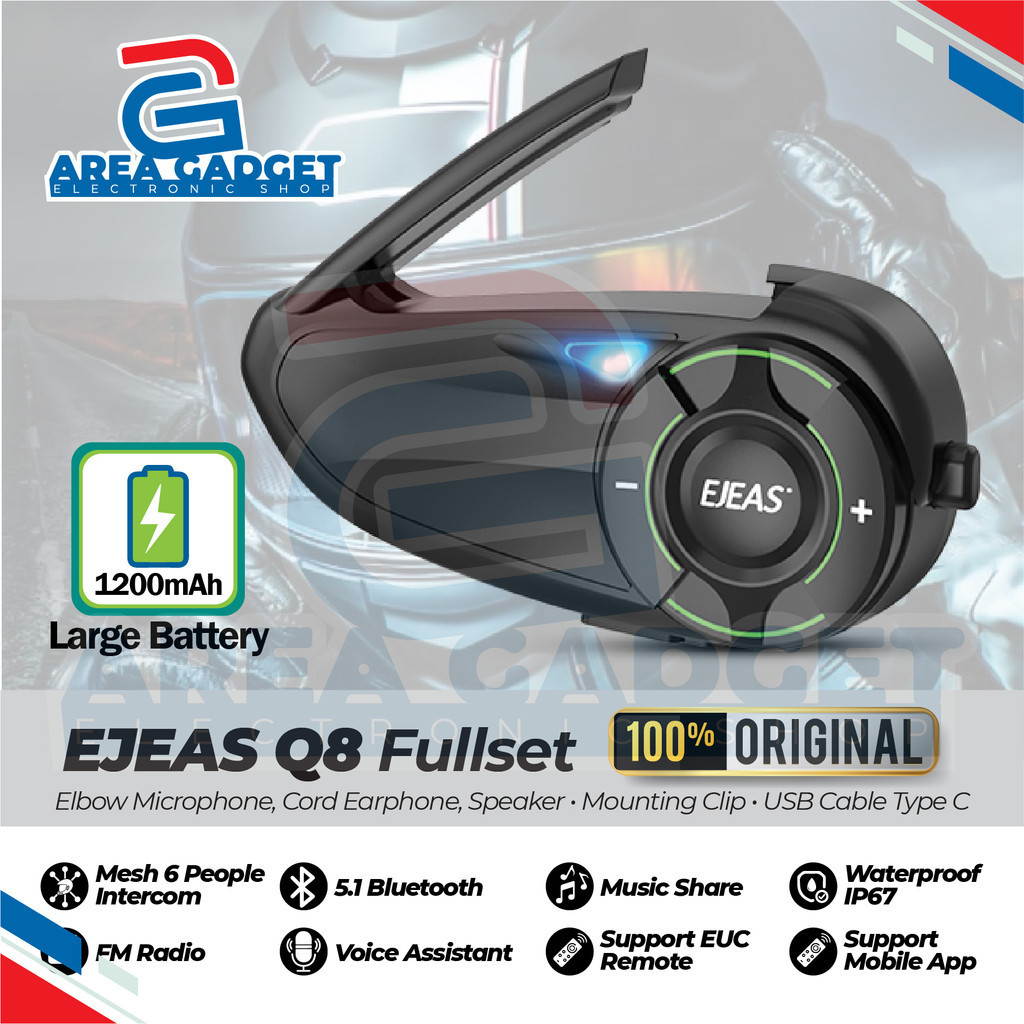 Jual Interkom EJEAS Q8 Helm Bluetooth Intercom Headset Helm bisa ...