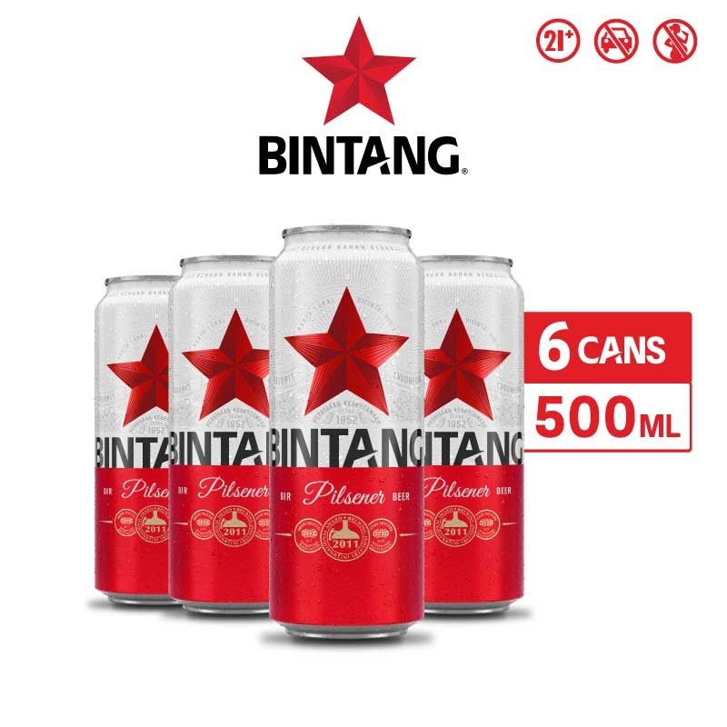 Jual Bir Bintang Pilsener 500ml Can 6 Pcs | Shopee Indonesia