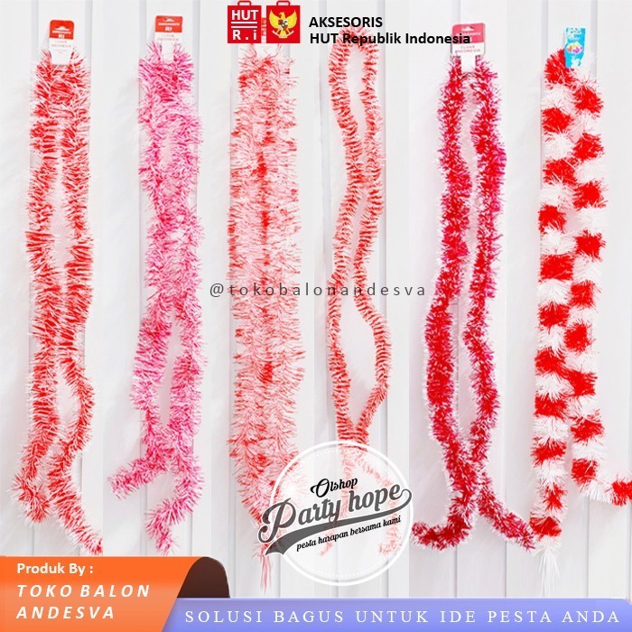 Jual Slinger merah putih / slinger tinsel hiasan agustus / slinger ...