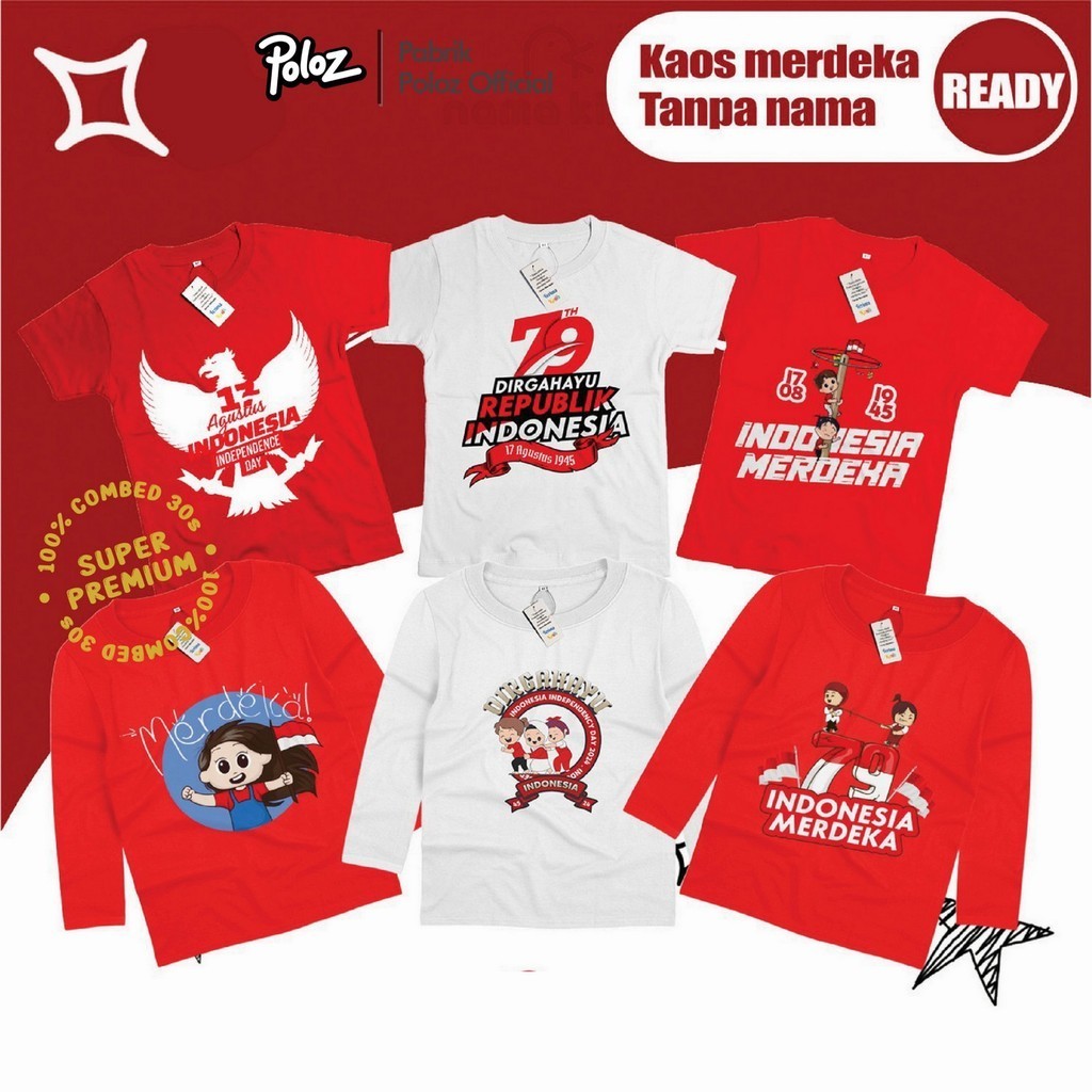 Jual Kaos Anak Sablon Ready Kemerdekaan Indonesia 17 agustus agustusan ...