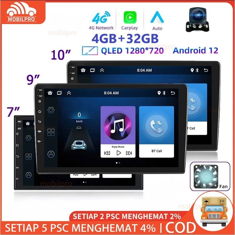 Jual With Cooling System 4G+32G Ips Screen Head Unit 9/10 Inch Car Android 13 Navigasi Untuk ...