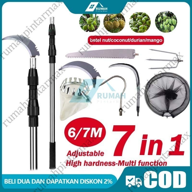 Jual Alat Petik Buah Tongkat Pemetik Buah Teleskopik 4/6 Meter Tiang ...