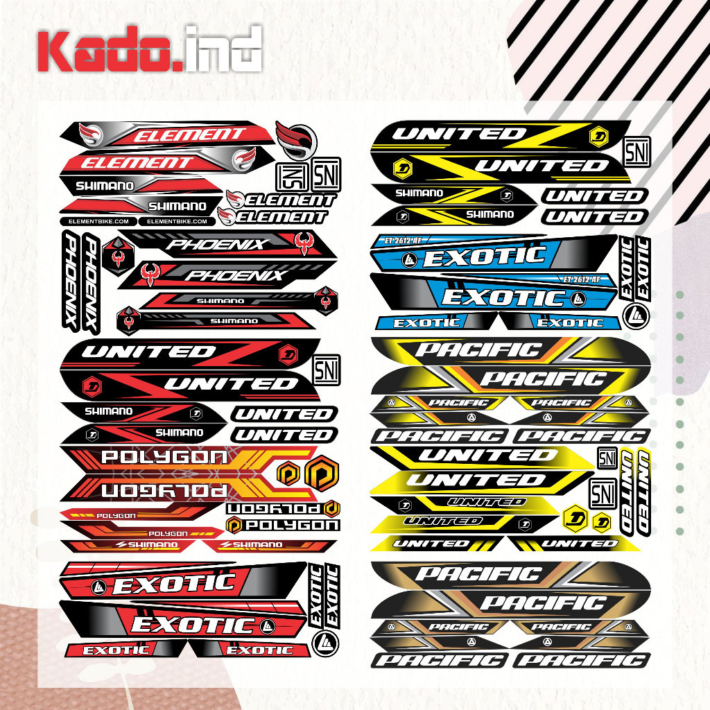 Jual stiker Striping sepeda custom Polygon, United, Pacific Exotic ...