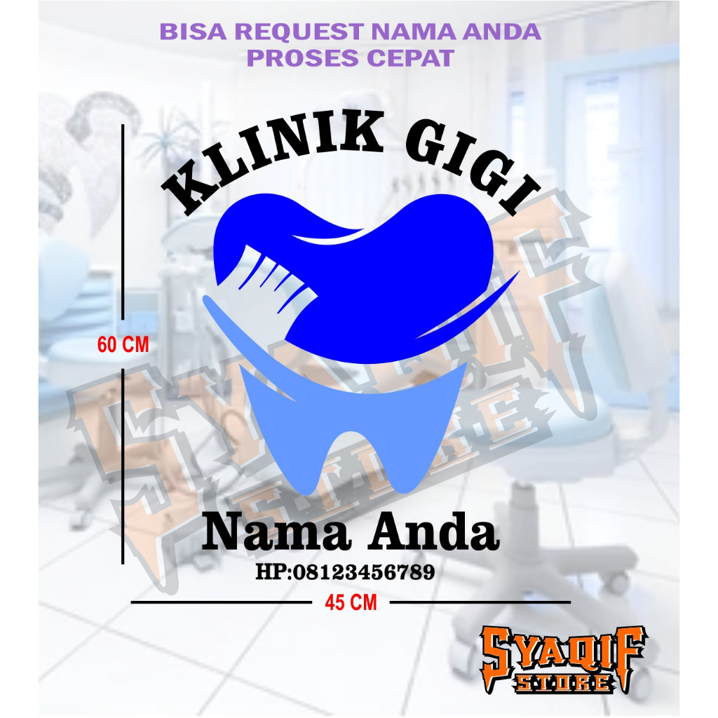 Jual STICKER CUTTING DR. GIGI / KLINIK GIGI (bisa CUSTOM tulisan/nama ...