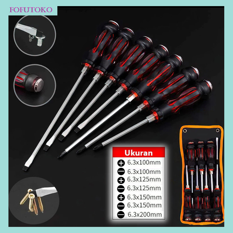 Jual 7PCS/SET Obeng Ketok Magnet Phillips Dan Plus Obeng Tip Magnetic ...