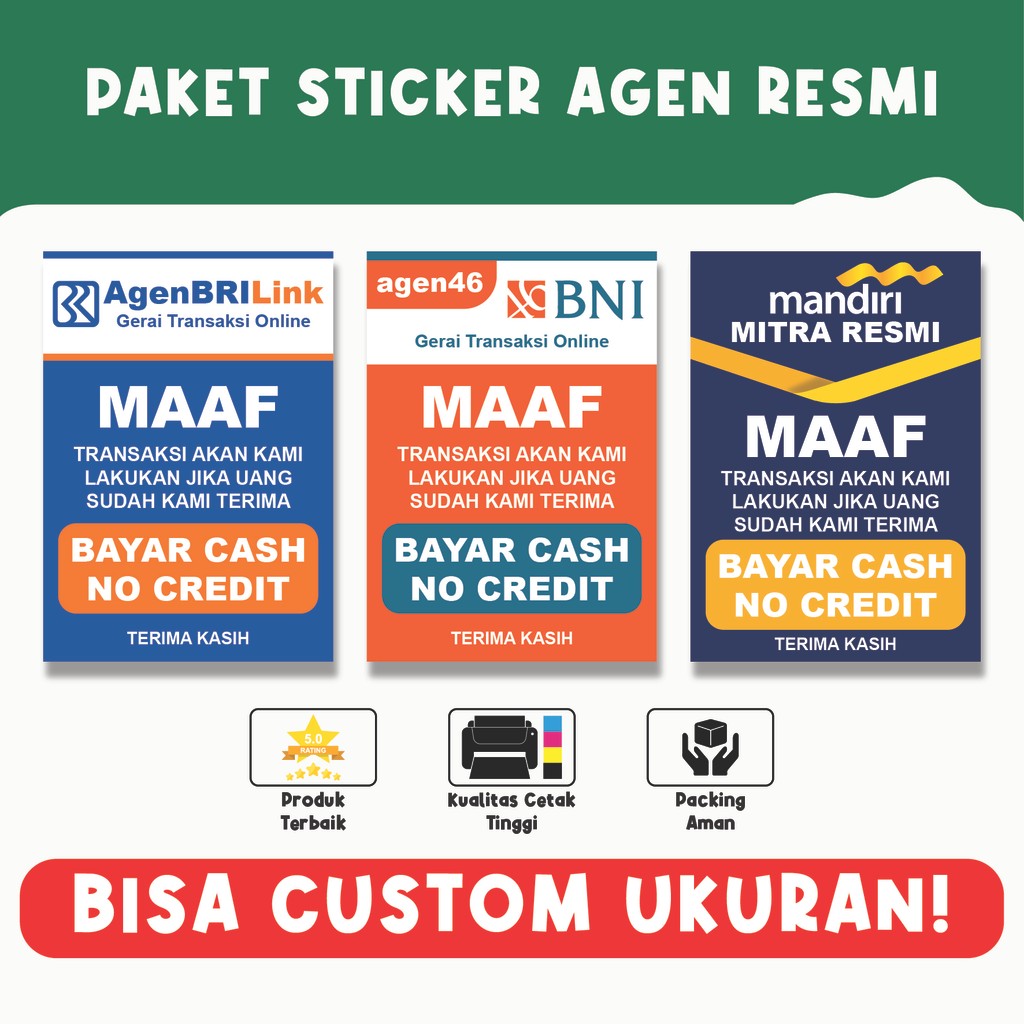 Jual Stiker Informasi Agen Perbankan untuk Transaksi Tunai Tanpa Kredit ...