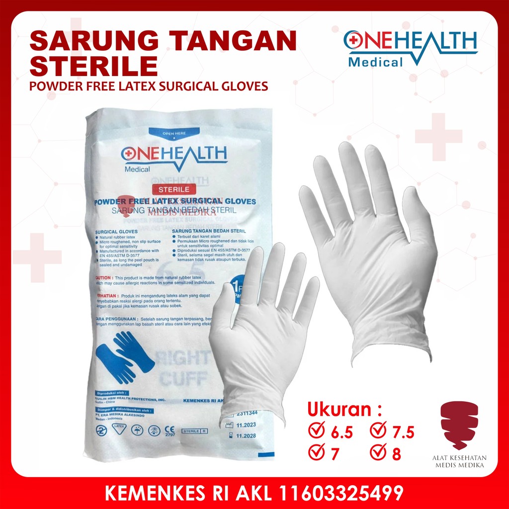 Jual Sarung Tangan Sterile OneHealth Handscoon Steril Latex Surgical ...