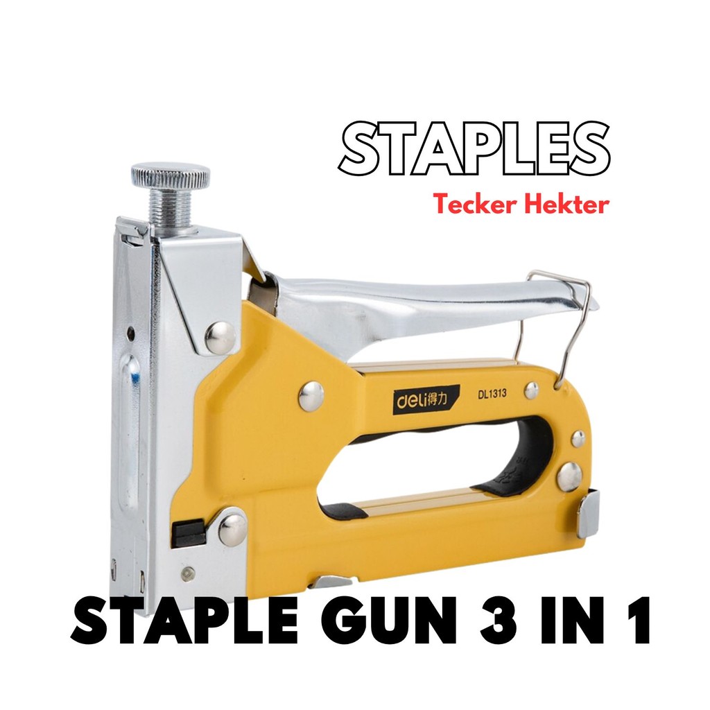 Jual Staple Gun 3 in 1 Deli Staples Tembak Chromium Molybdenum Premium ...