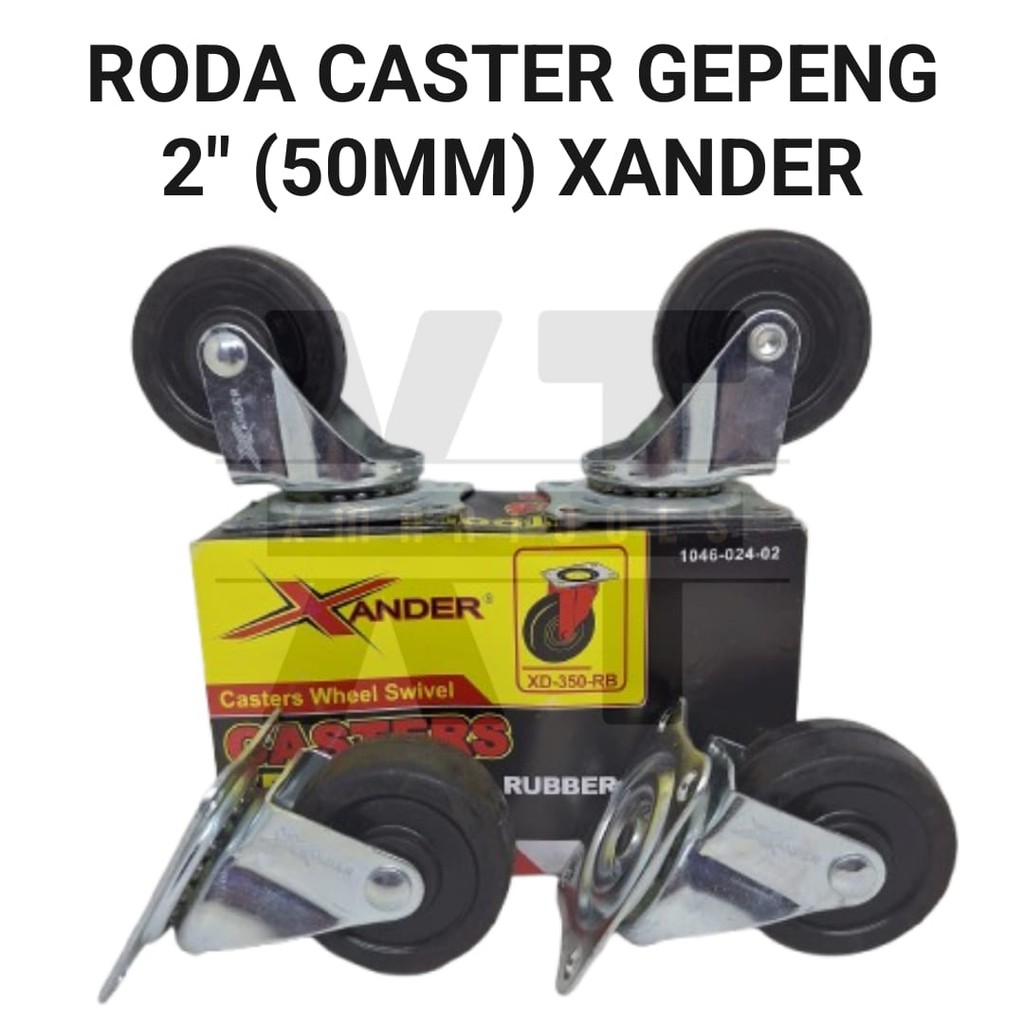 Jual Roda Caster Gepeng 2" XANDER / Roda Rubber Hidup 50MM / Roda ...
