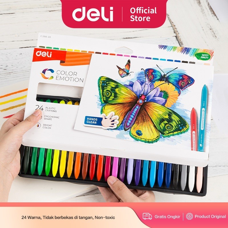 Jual Krayon / Crayon Deli EC20020 24 Warna Cerah Bentuk segitiga ...