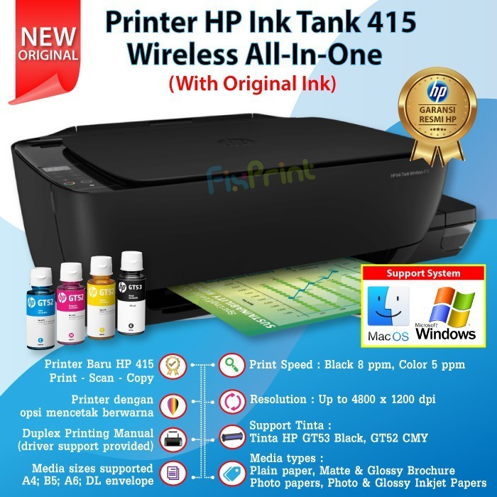 Jual Printer Ink Tank HP 415 Z4B53A Wireless All in One Print Scan Copy ...