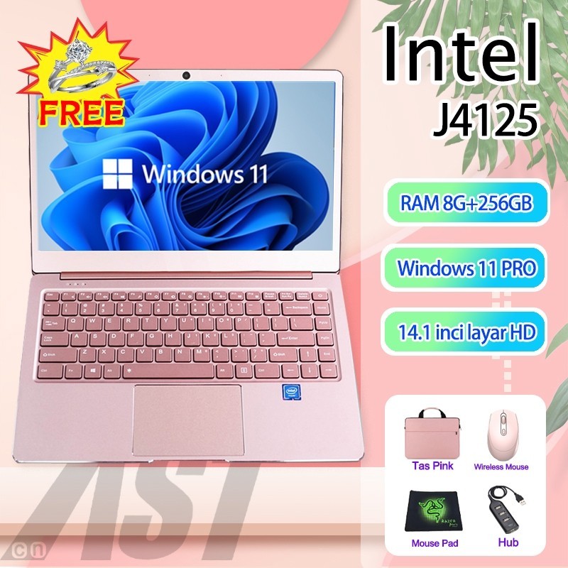 Jual AST Laptop J4125 Baru Pink 14 inci Ram 8G+256GB Windows 11 Intel ...