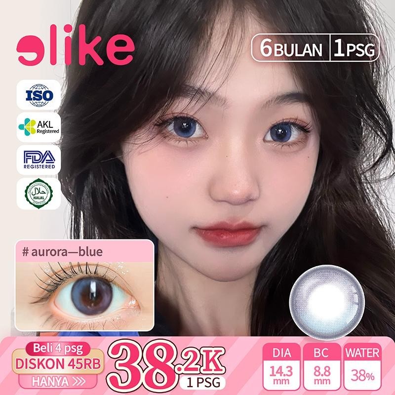 Jual Elike aurora blue contact lens 1 pasang warna diameter 14.3 MM softlens mata soflent normal ...