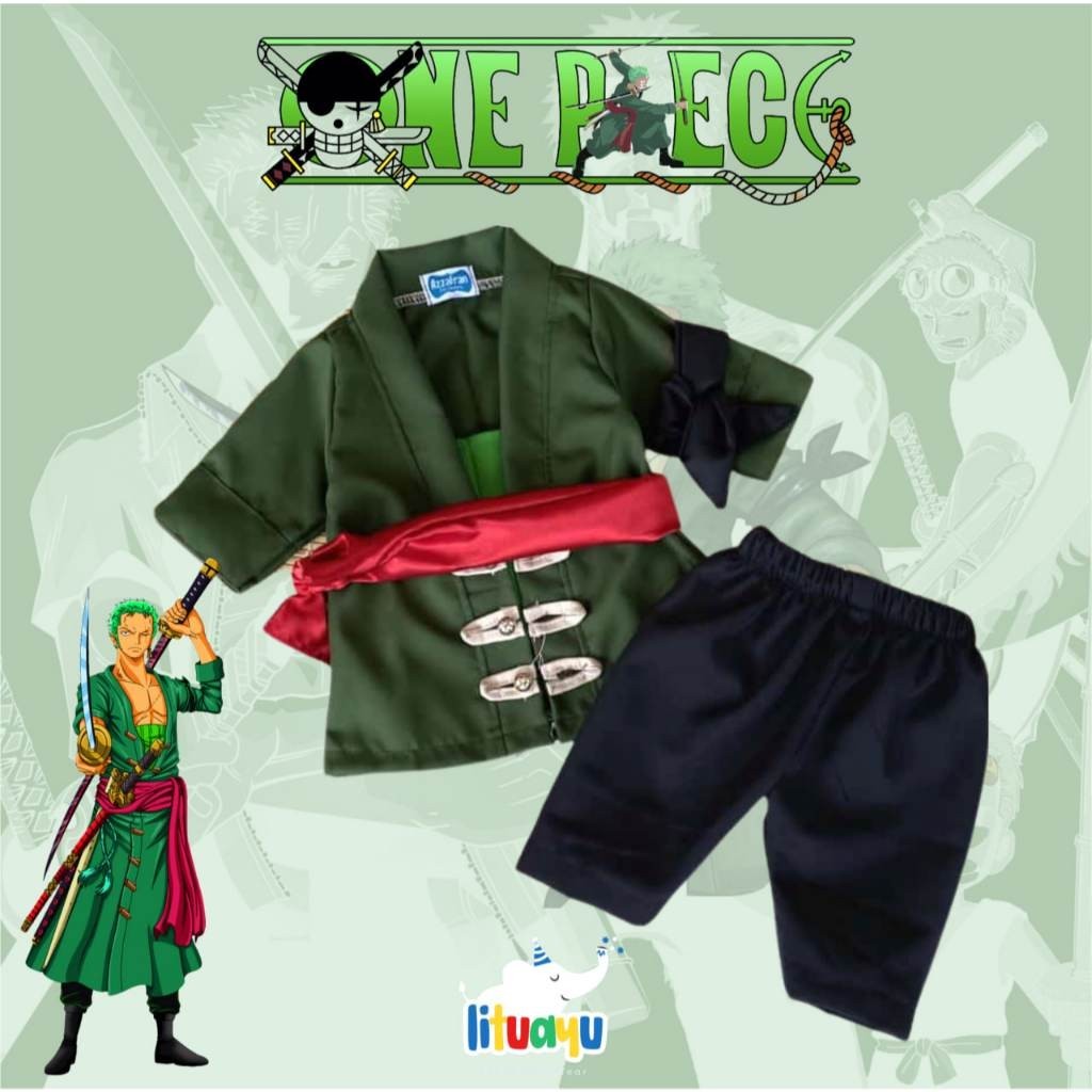 Jual Kostum Anak Kartun Zoro One Piece Baju Cosplay Anime Kartun jepang ...