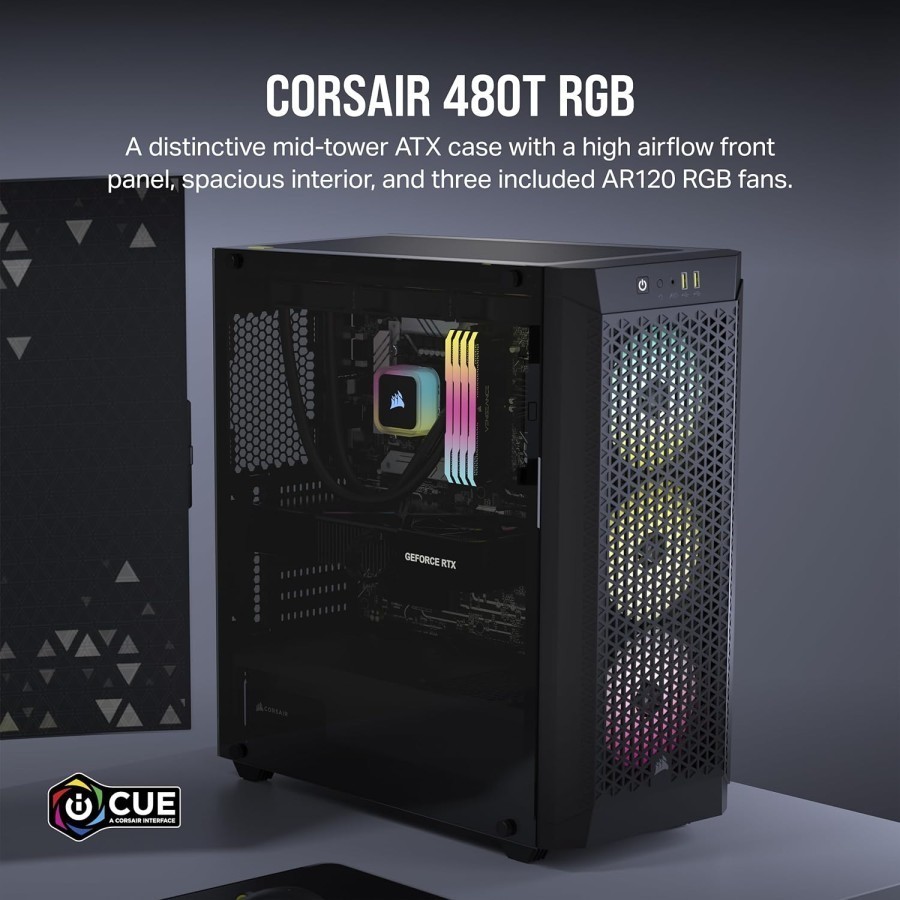 Jual Casing PC Corsair 480T AIRFLOW BLACK (ATX, Tempered Glass ...