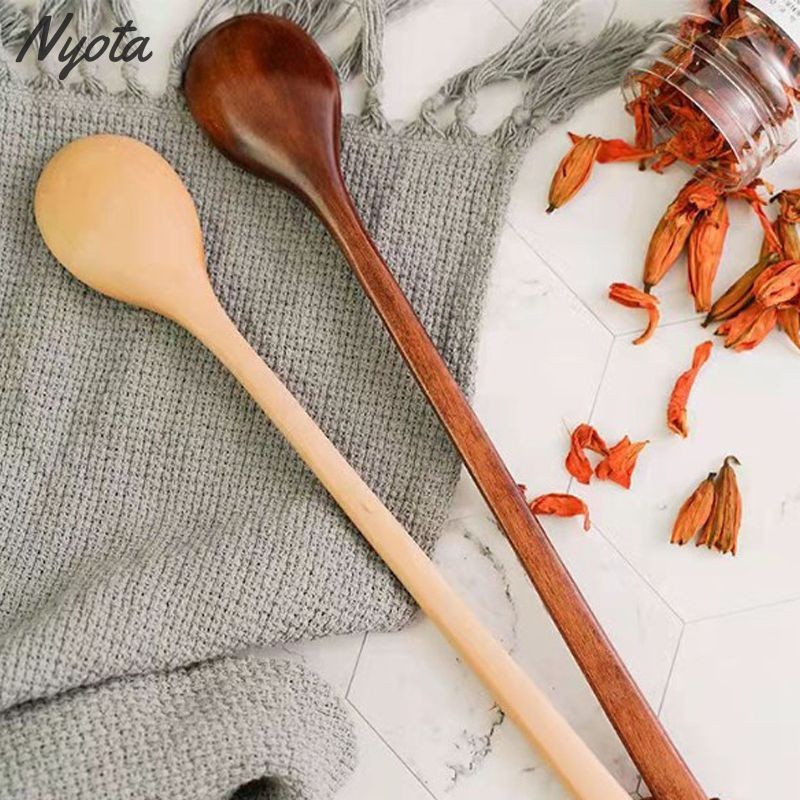 Jual sendok kayu panjang / long handle wooden mixing spoon / sendok ...