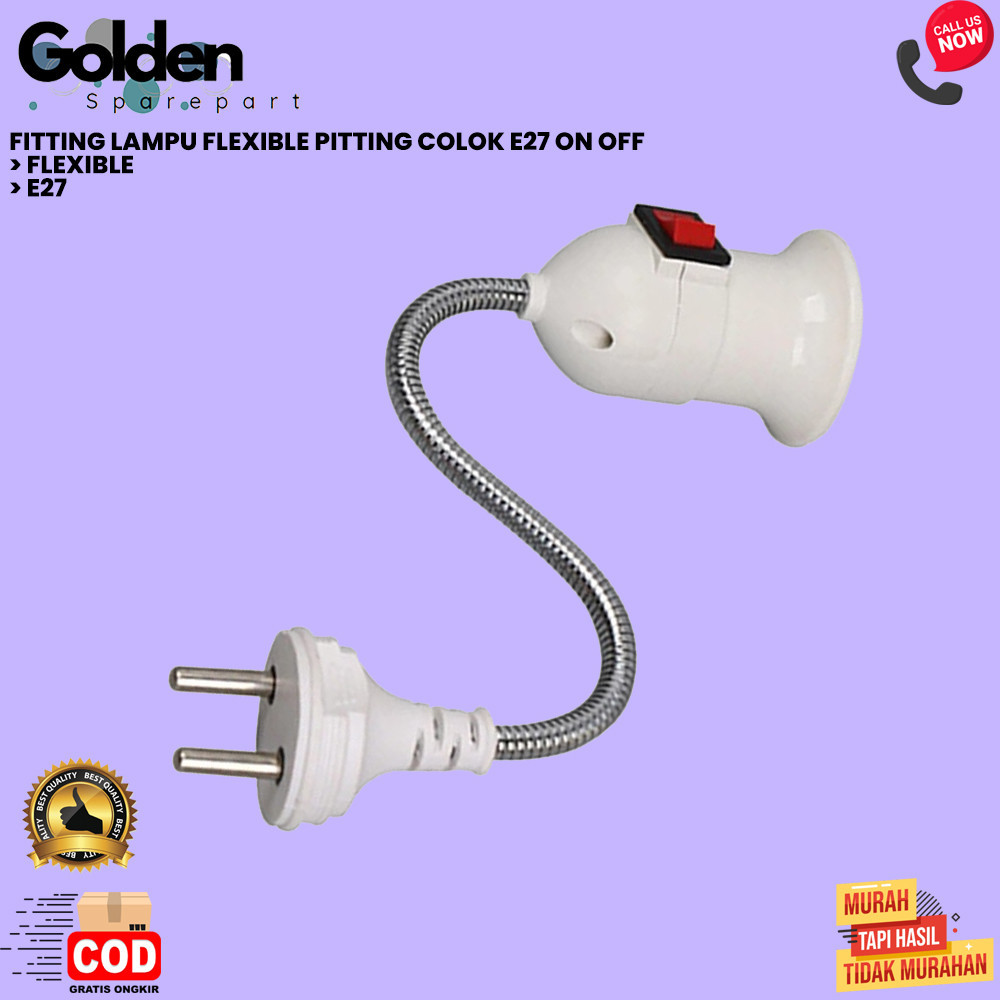 Jual FITTING LAMPU FLEXIBLE PITTING COLOK E27 ON OFF (GOLDEN) | Shopee ...