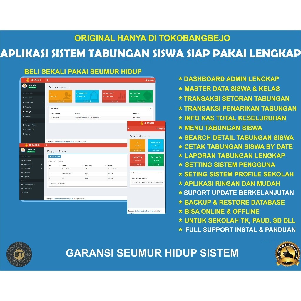 Jual APLIKASI WEB SOURCE CODE SISTEM INFORMASI TABUNGAN SISWA PHP 7 MYSQLI GARANSI SEUMUR HIDUP ...