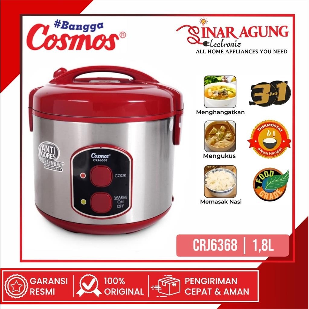Jual COSMOS CRJ6368 / CRJ-6368 RICE COOKER 1.8 LITER - GARANSI RESMI ...