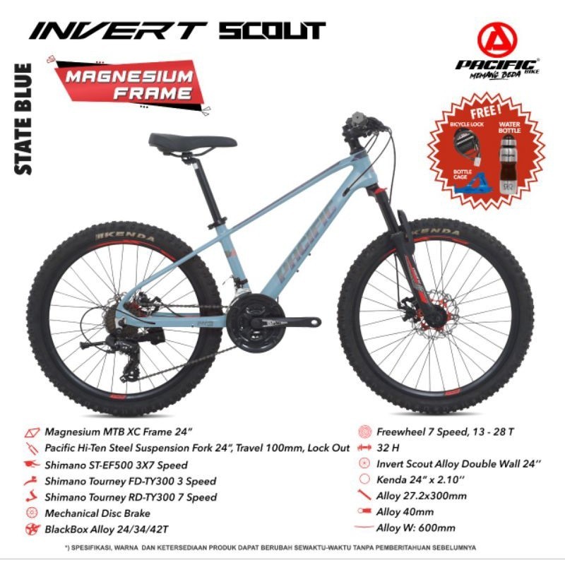 Jual Sepeda MTB 24 inc PACIFIC INVERT SCOUT 3x7 speed Magnesium ...