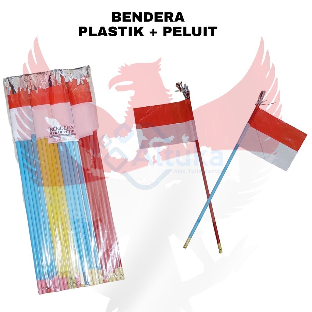 Jual (20pcs) Bendera Stick + Peluit / Bendera Merah Putih Plastik Murah ...