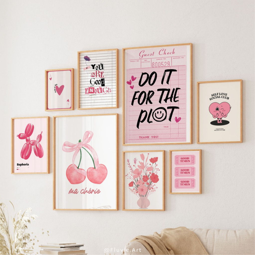 Jual Hiasan Dinding Aesthetic Pink Pastel | Hiasan Dinding Dekorasi ...