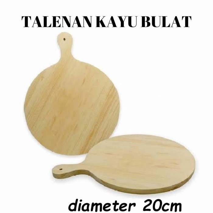 Jual TALENAN KAYU BULAT GAGANG 20 CM TALENAN PIZZA WOODEN CUTTING BOARD ...