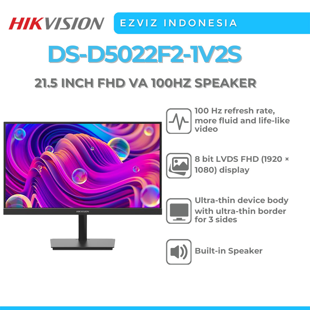Jual HIKVISION DS-D5022F2-1V2S 21.5 INCH FHD VA 100HZ SPEAKER | Shopee ...