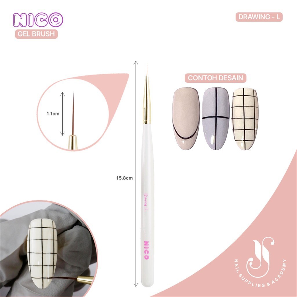 Jual NICO Brush Drawing -L/NICO ORIGINAL/BRUSH ORIGINAL/Aksesories Nail Art/Nail Acc/nail art ...
