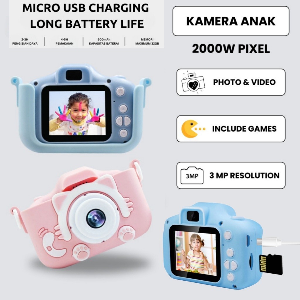 Jual RHAAST Kamera Anak Mini Digital / Layar HD 3 Megapixel Kids Camera ...