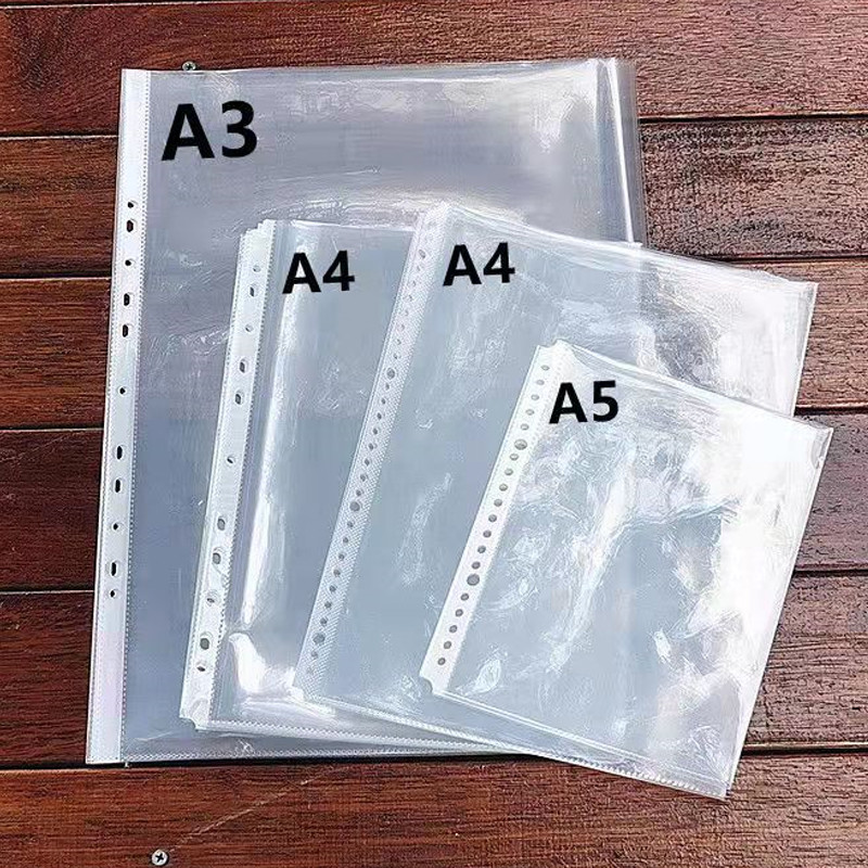 Jual 50PCS A4 Clear Sheet Plastic Punched Pockets Folders A3/A5/B5 Thin ...