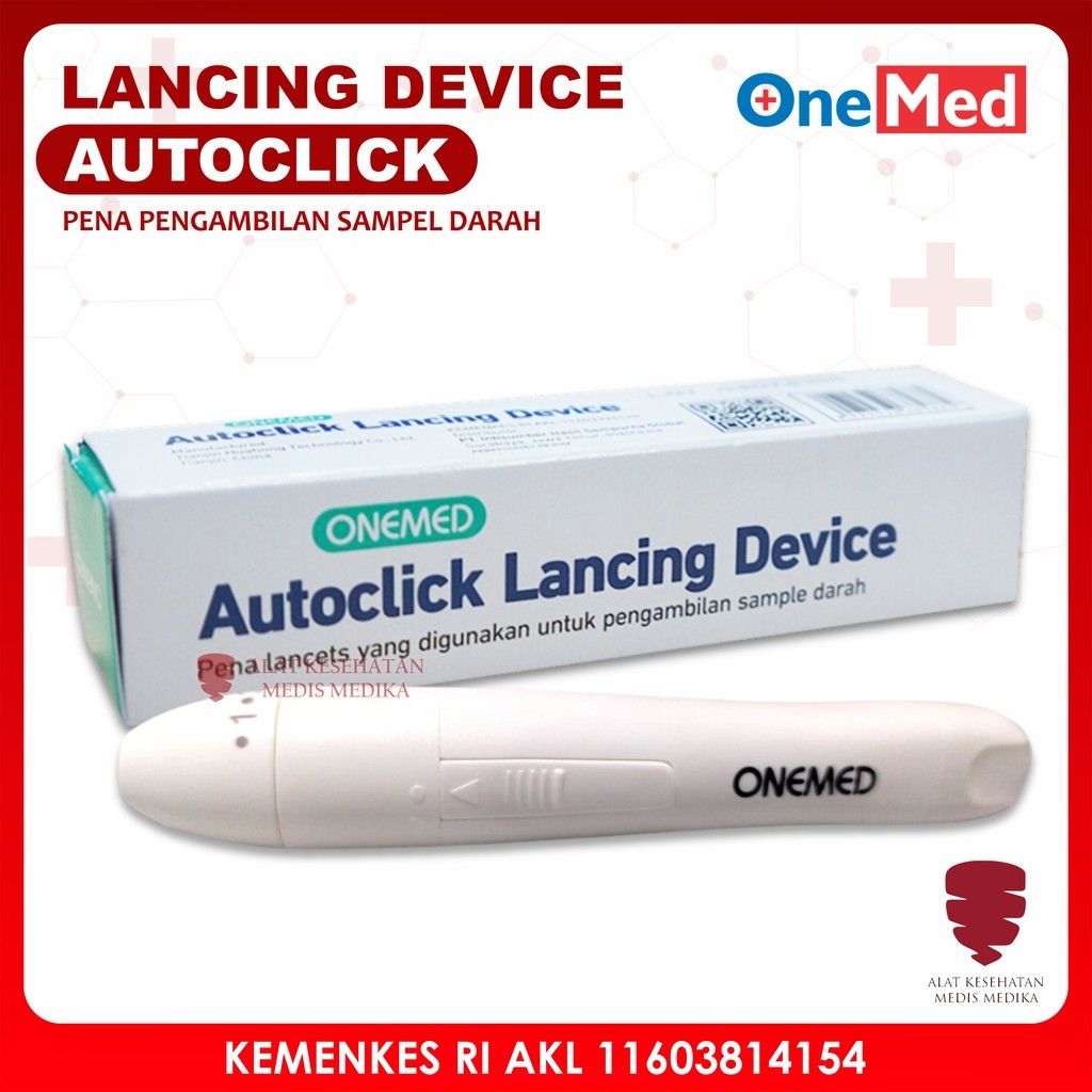 Jual Lancing Pen Autoclick Onemed Device Pena Lancet Alat Ambil Darah ...