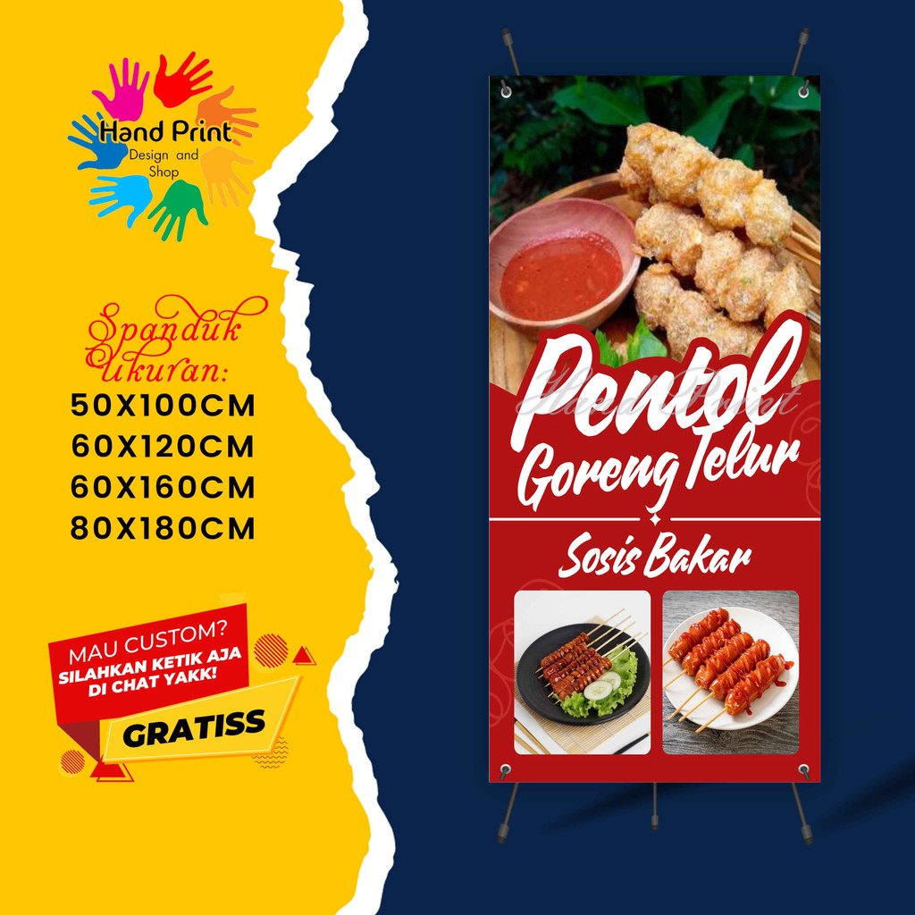 Jual Cetak Spanduk Banner Sempol Ayam Merah MMT Spanduk Custom 60x160 ...