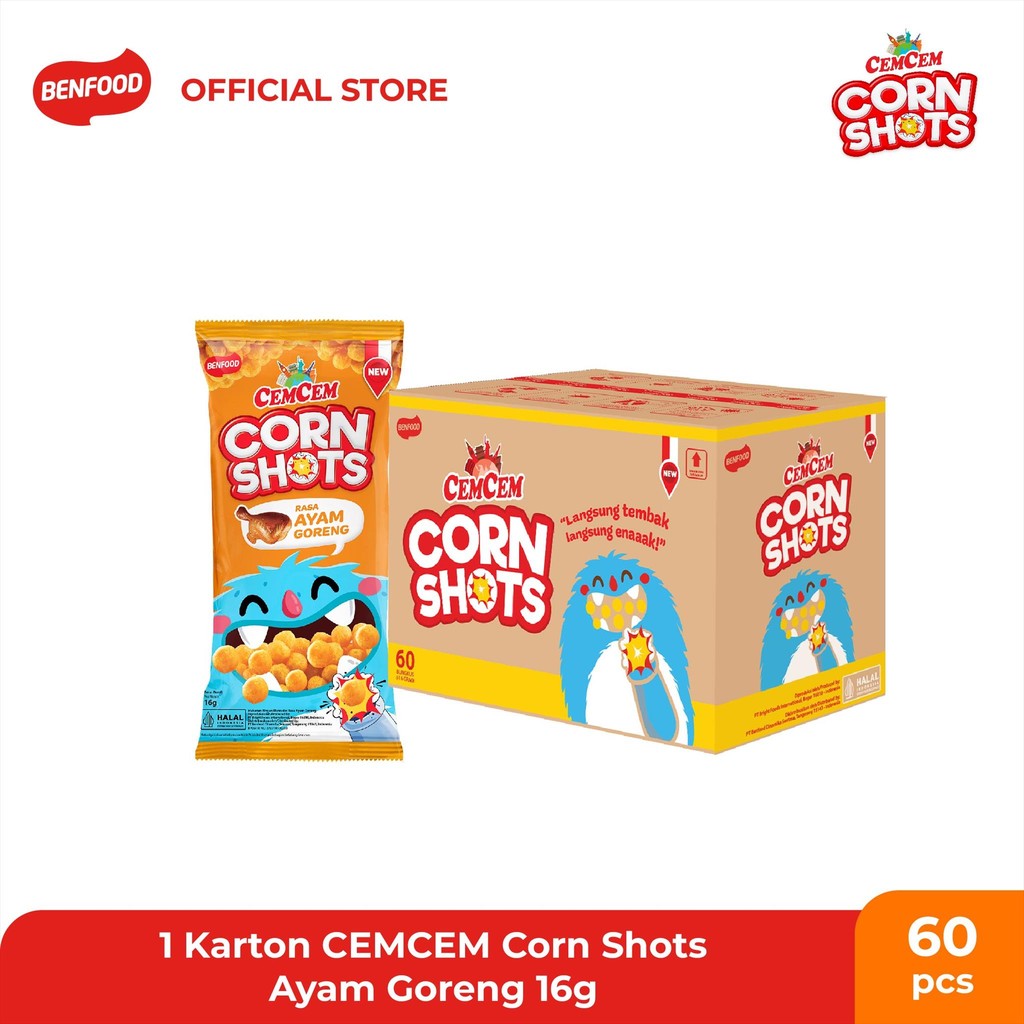 Jual Cemcem Corn Shots Ayam Goreng Carton 6x10x16g | Shopee Indonesia