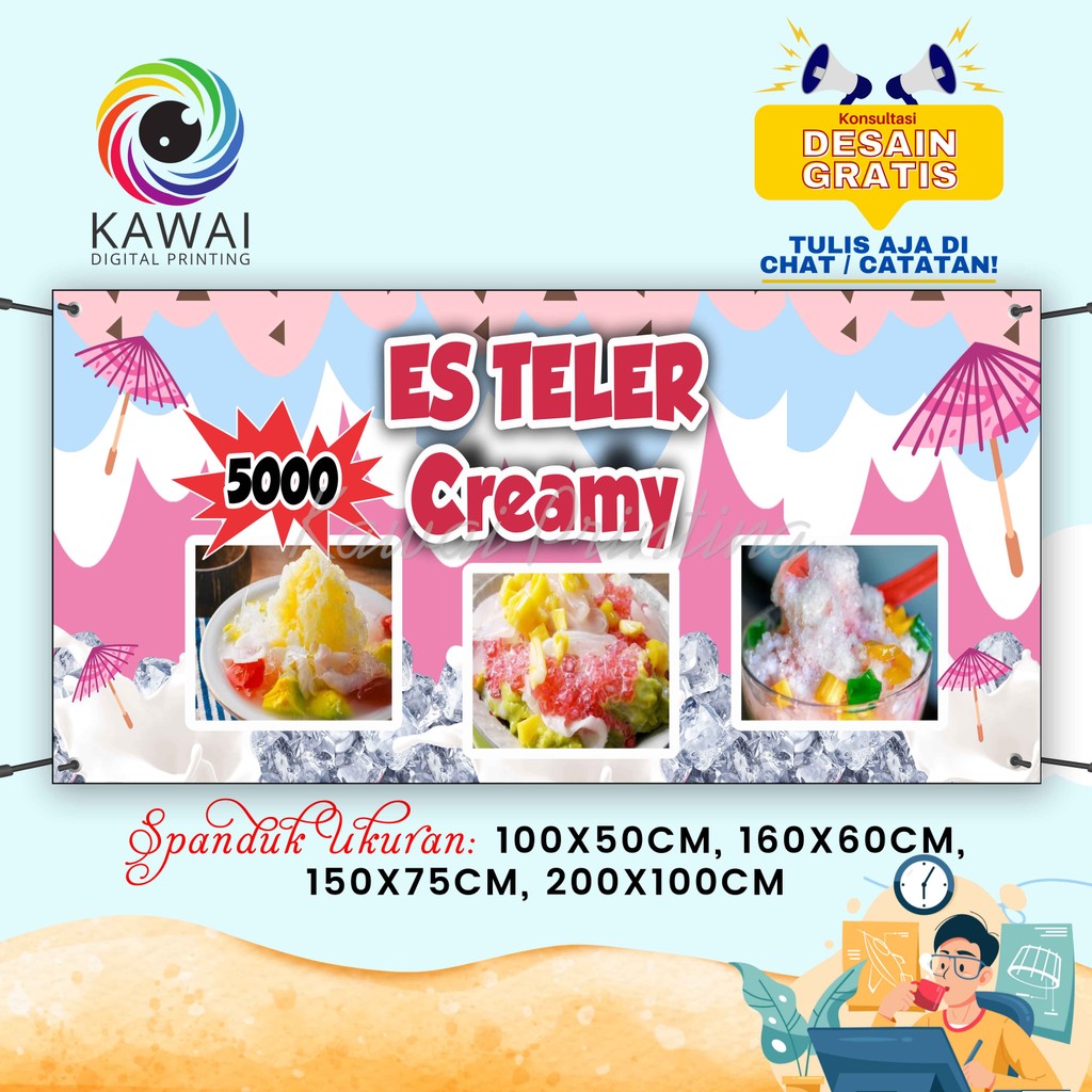 Jual Spanduk Banner MMT Es Teler Creamy Merah Rekuest 200x100 Cm ...