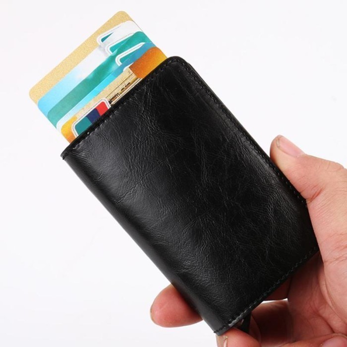 Jual Dompet Kartu Anti RFID Bahan Kulit dengan Holder Aluminium ...