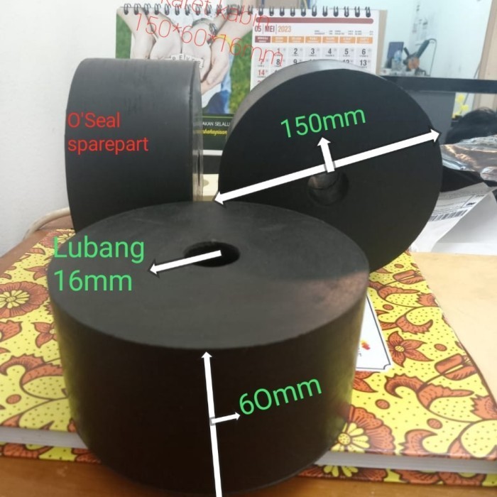 Jual karet kabin 150x 60Lubang 16mm alas peredam getaran mesin genset ...