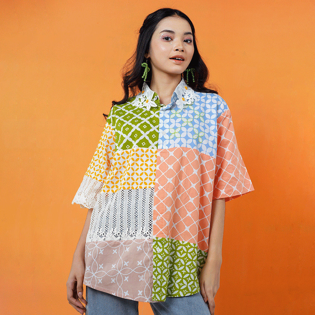 Jual Batik ENOM - Blus Sophia - Blouse Batik Wanita Modern - Pijar ...