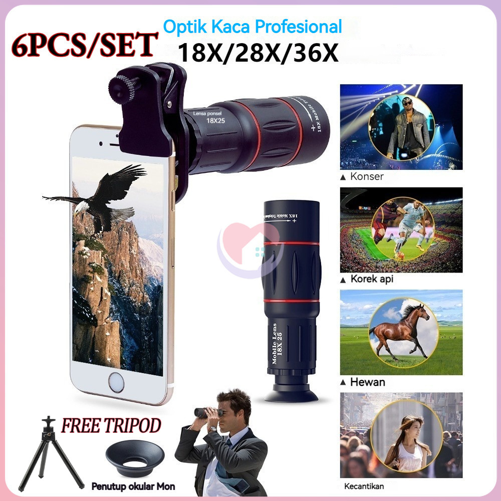 Jual 【1 SET】Lensa Apexel 18X/28X/36X Telescope Zoom Lens Monocular ...