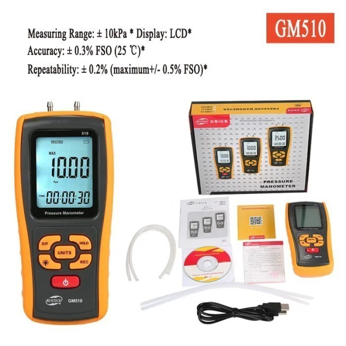 Jual Manometer Benetech GM520 Air Pressure Gauge GM-520 Tester Tekanan ...