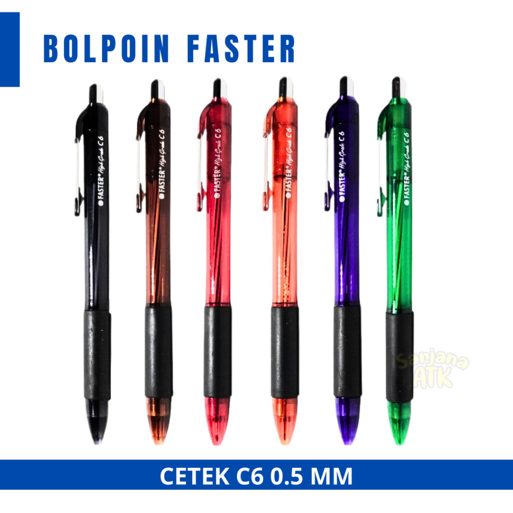 Jual (12 Pcs) Bulpen Faster / Pulpen Faster C6 Cetet / Ballpoint Faster ...