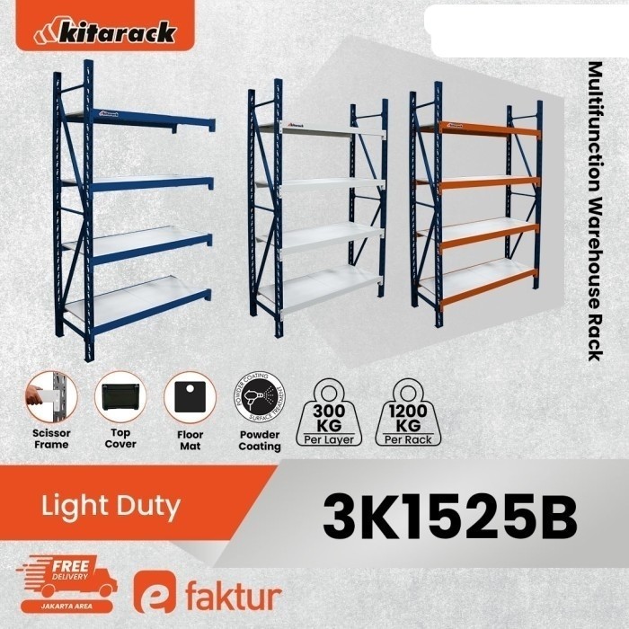 Jual Rak Gudang Besi 300kg 2.5 Meter Panjang 1.5M Rack Gudang 4 Susun ...