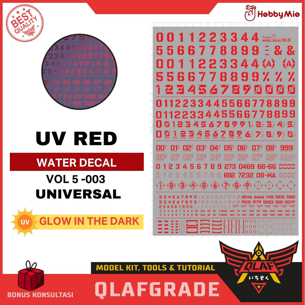 Jual Water Decal VOL 5 - 003 UV RED Hobby mio - High Res. Water Slide ...
