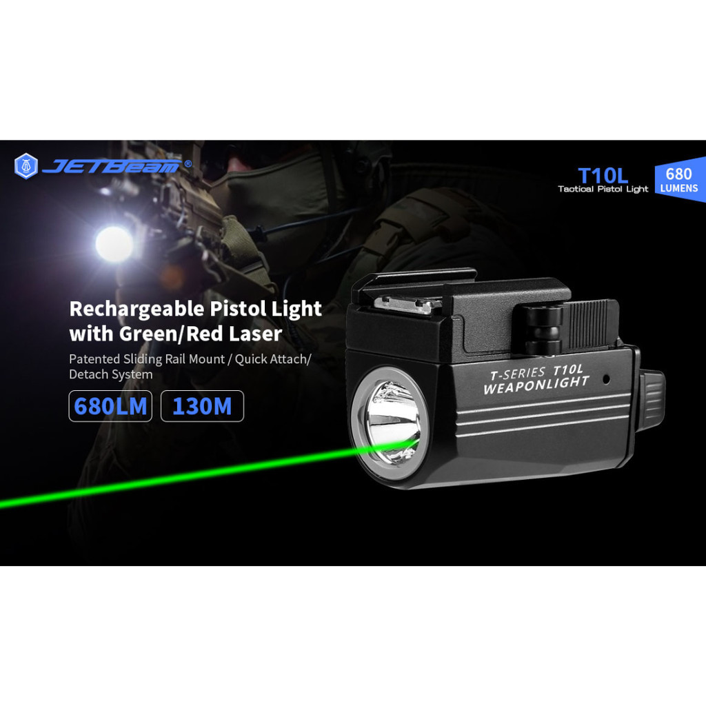 Jual JETBeam Senter Pistol LED Weapon Light Tactical USB 680lm - T10L ...