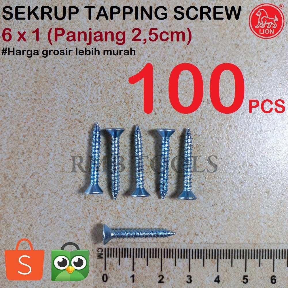 Jual 6x1 Sekrup Tapping FH Verseng Panjang 2.5cm #6 / Skrup Tapping FH ...