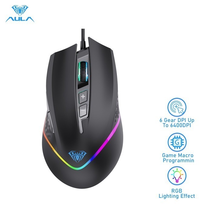 Jual Aula Gaming Mouse F805 RGB Gaming Mouse with Side Buttons Rainbow ...