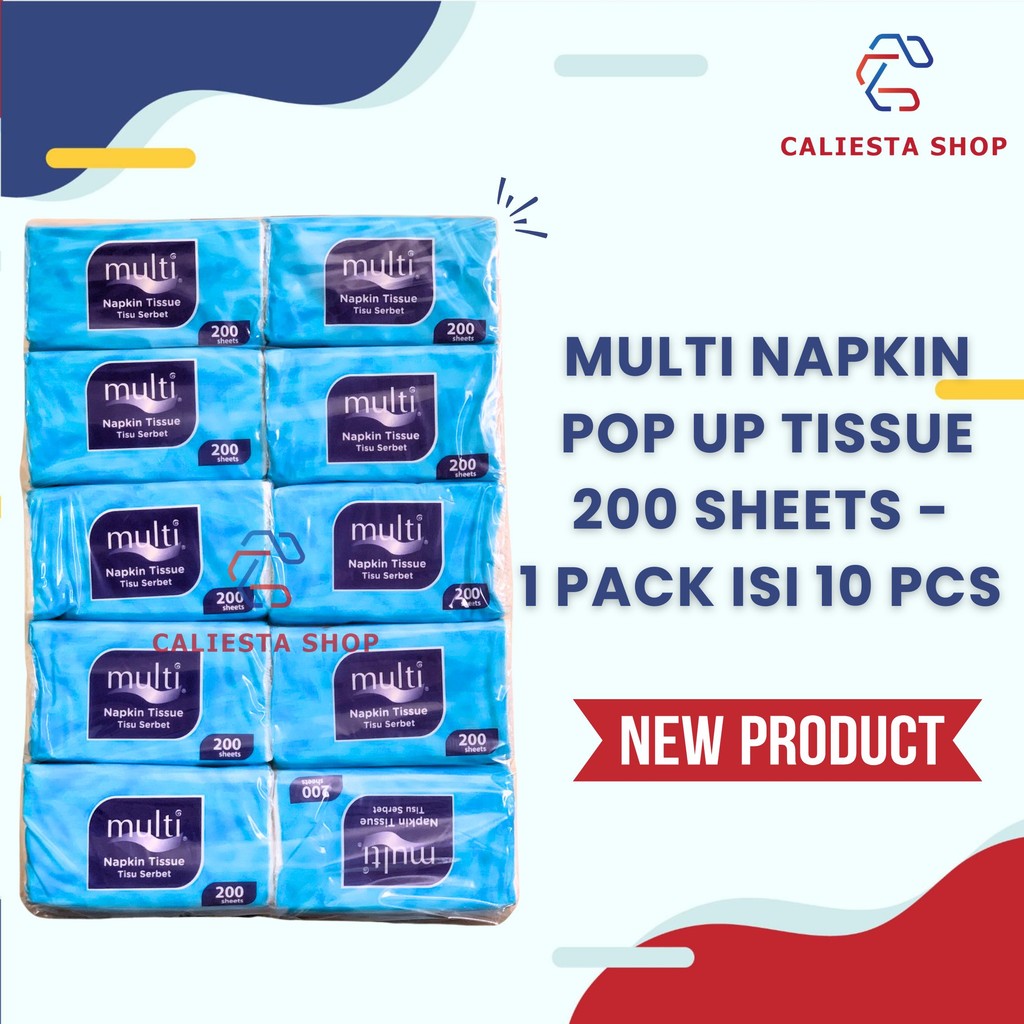 Jual Multi Napkin Pop Up Tissue 200 Sheets - 1 Pack isi 10 Pcs | Shopee ...